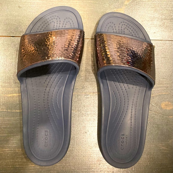 CROCS | Shoes | Crocs Iconic Slide Sandals Navybrass | Poshmark